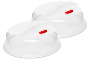 decorrack 2 microwave plate covers with vents and easy grip for warming food, perfect for bowls, pans, trays, microwaveable lid cover cooker for kitchen bpa free 10 inch random vent color (2 pack)