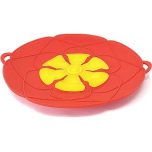 puregenius boil over spill stopper lid cover kitchen tool, spill stopper lid cover, pots pans lid boil over preventer, boil over guard, microwave splatter cover, 10.2 inch, red