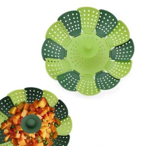 ruitasa steamer basket folding, folding silicone steamer basket, folding steamer, leisure lotus steamer basket for steaming food and vegetable folding non-scratch bpa-free(green)