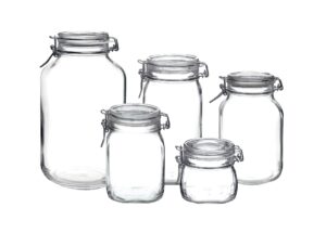 bormioli rocco fido clear glass 5 piece canning jar set