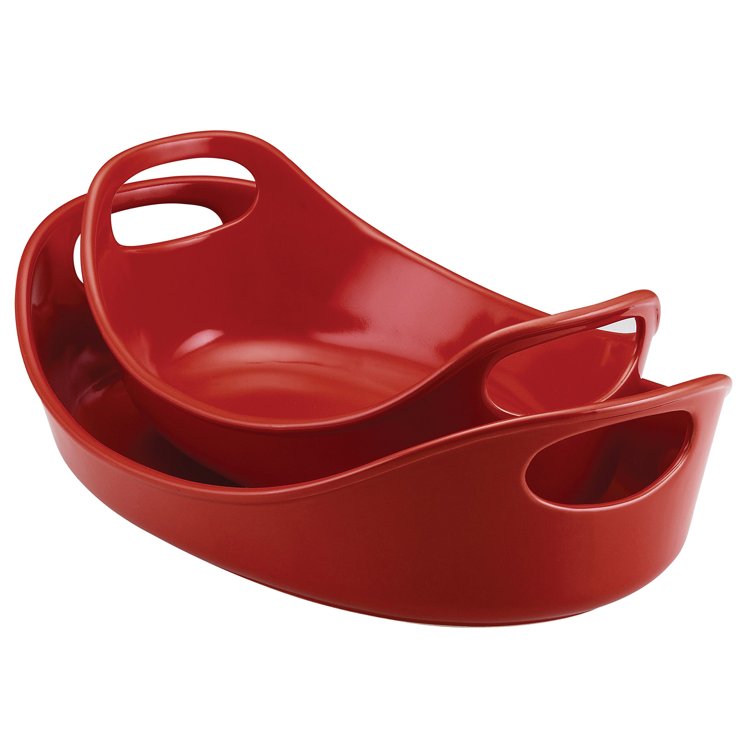 Rachael Ray Solid Glaze Ceramics Bakeware/Baking Pan Set - 2 Piece, Red