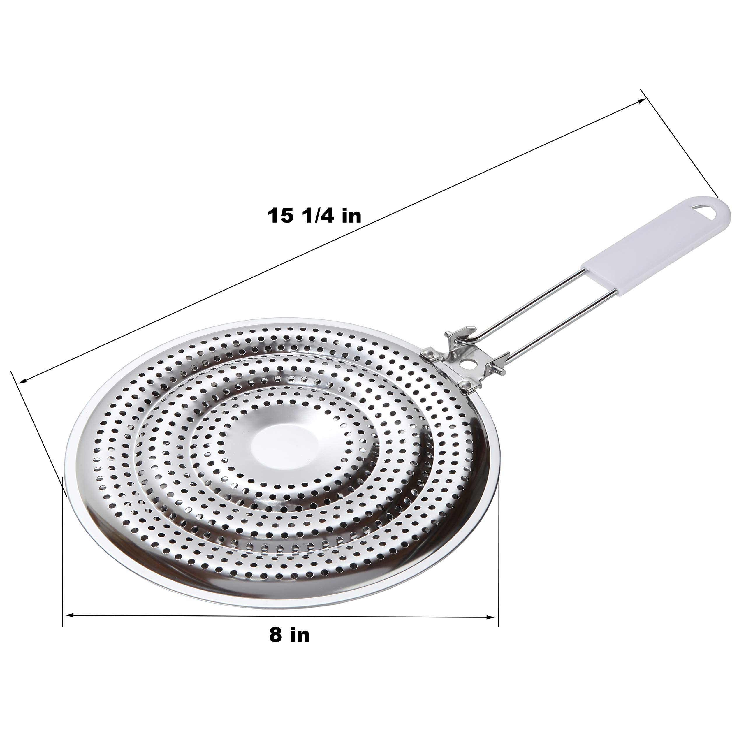 HOME-X Heat Diffusers for Gas Stove or Electric Stove, Flame Guard, Simmer Plates, Folding Handle, Set of 2, 15 1/4" L x 8" W x 1/2" H, Stainless-Steel