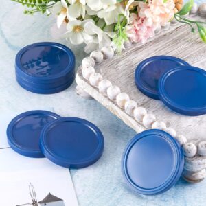 48 Pcs Yogurt Jar Lids Plastic Yogurt Container Lids Compatible with Oui Yogurt Jar Sealed Replacement Covers for Yogurt Jars Reusable Jar Lids Compatible with Oui Yogurt for Glass Container Jar, Blue