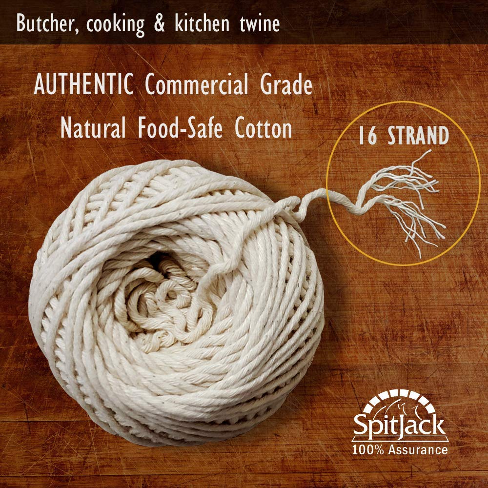 SpitJack Butcher's Cooking and Kitchen Twine. Food Grade White String for Meat Trussing, Garden and Crafts. 3 Pack, 555 Feet of 100% Cotton String for Butcher, Baker, and Cheese.