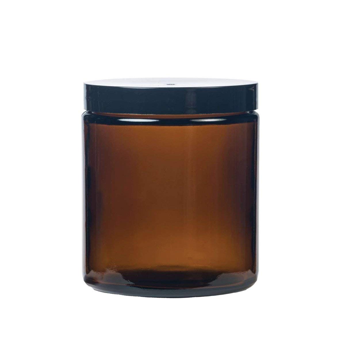 16 oz Amber Glass Jar w/Black Cap