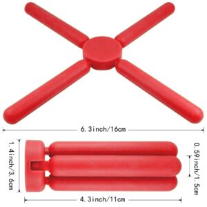 TENTA TENTA KITCHEN 5 Pack Non-Slip Foldable Silicone Trivets, SourceTon Collapsible Cross Design Silicone Trivets in Cute Colors, Silicone Pot Holder, Hot Pad, Pot Holder.