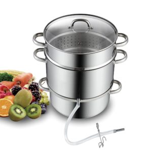 cooks standard canning juice steamer extractor fruit vegetables for making jelly, sauces, 11-quart stainless steel multipot with glass lid, clamp, 2-pcs hose