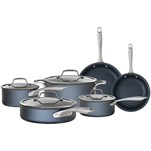 Bialetti Fry Pan, 10-Piece Sapphire Cookware Set, Gray