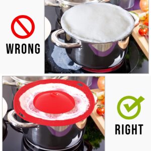 Boil Over Spill Stopper Lid for Steam Pot, BPA-Free 11.5" Silicone Cover, Used in Bakeware, Microwave Boil Spill Stopper Safe Guard (2 PCS)