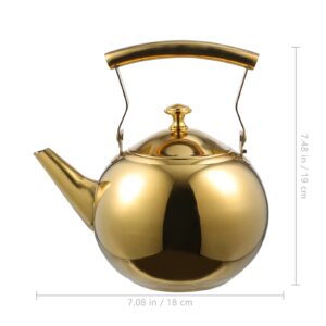 DOITOOL Heavy Duty Tea Kettle Stovetop Whistling Tea Kettle Stainless Steel Teapot for Stovetop with Handle and Infuser 1L Gold