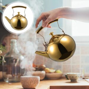 DOITOOL Heavy Duty Tea Kettle Stovetop Whistling Tea Kettle Stainless Steel Teapot for Stovetop with Handle and Infuser 1L Gold