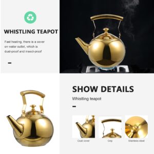 DOITOOL Heavy Duty Tea Kettle Stovetop Whistling Tea Kettle Stainless Steel Teapot for Stovetop with Handle and Infuser 1L Gold