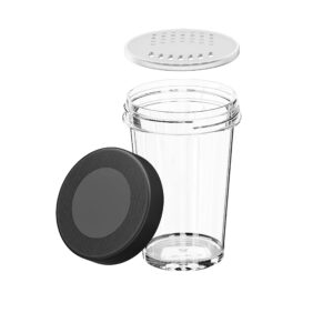 14 pcs spice jars storage containers,6 oz, heavy calibre jars not need collapsible funnel, with lids spice labels stickers,petg materials， (black)