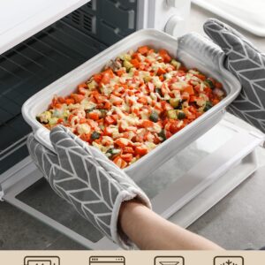 MALACASA Casserole Dish, Baking Dishes for Oven, 4.3qt Ceramic Lasagna Pan, Rectangular Baking Pan, Bakeware Set with Handles for Serving Cooking Banquet Family, 15.9x10x2.9 inches, Series BAKE-GREY