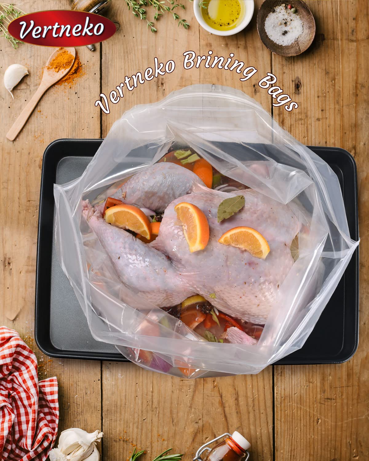 Turkey Brine Bags, 26"×22", 2 Pack, Holds up 35lbs, Thicker Brining Bags with Double Zip Lock & 2 Cotton Strings , Extra Large Brine Bag Fits for Turkey, Chicken, Beef, Fish, Lamb, Pork