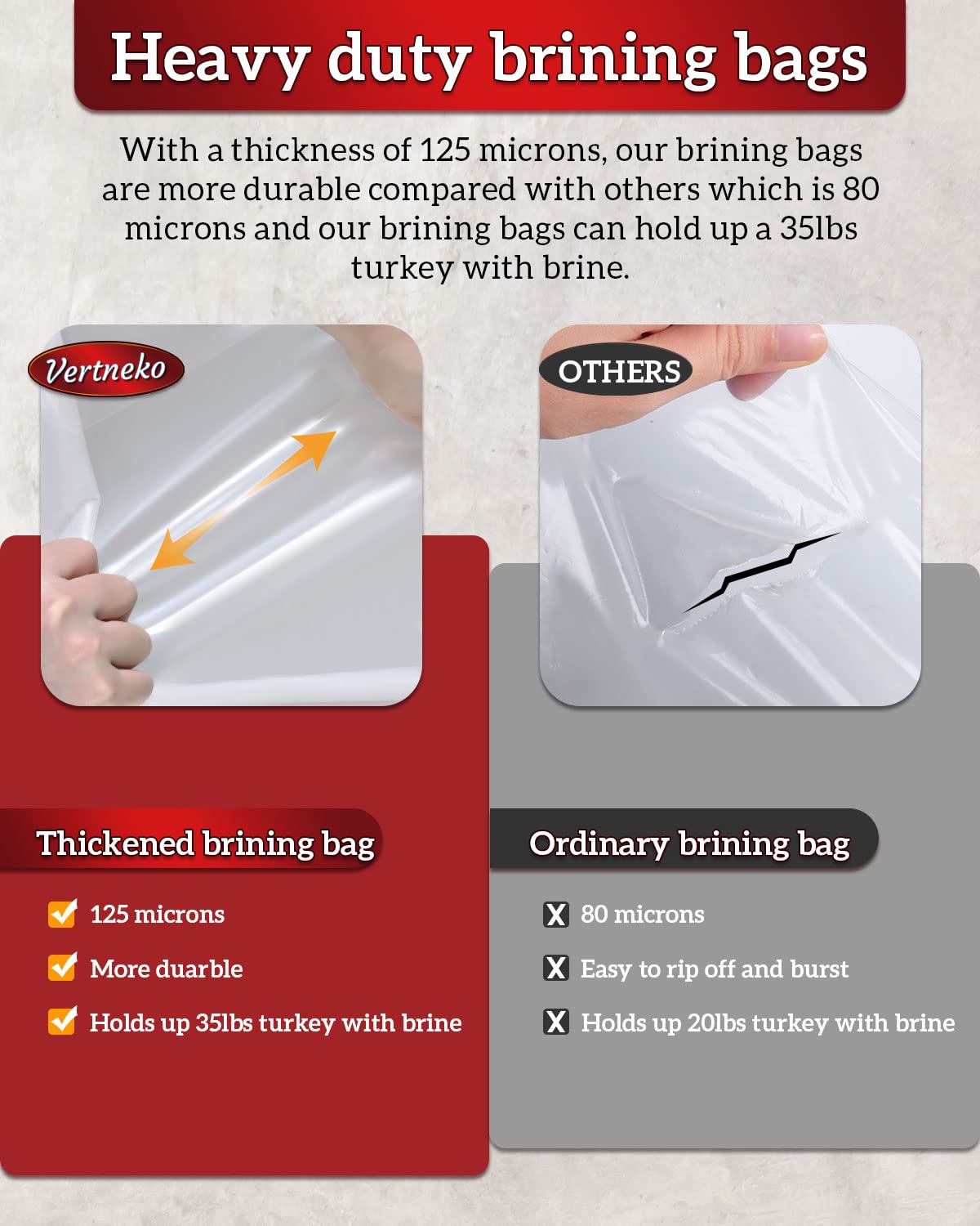 Turkey Brine Bags, 26"×22", 2 Pack, Holds up 35lbs, Thicker Brining Bags with Double Zip Lock & 2 Cotton Strings , Extra Large Brine Bag Fits for Turkey, Chicken, Beef, Fish, Lamb, Pork