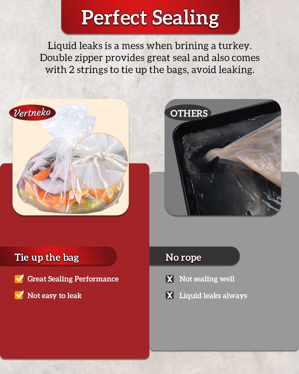 Turkey Brine Bags, 26"×22", 2 Pack, Holds up 35lbs, Thicker Brining Bags with Double Zip Lock & 2 Cotton Strings , Extra Large Brine Bag Fits for Turkey, Chicken, Beef, Fish, Lamb, Pork