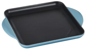 le creuset enamaled cast iron square griddle, 9.5", caribbean