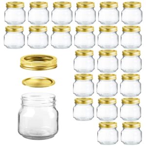 tinqee 8oz 24pcs mason jars, glass mason canning jars with golden lids and bands for food storage, jam, honey, jelly, and wedding favors (8oz / 24 pack)