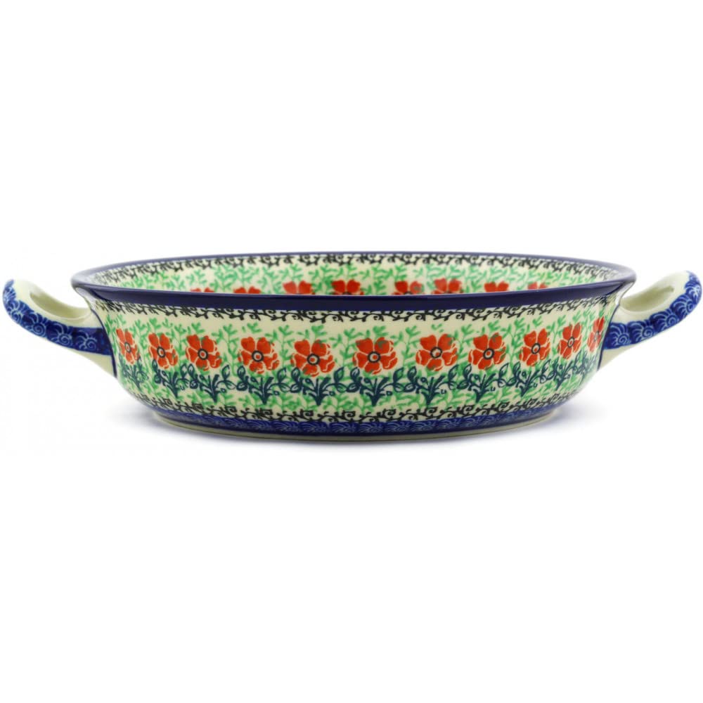 Polish Pottery Baker - Round with Handles - 8" - Maraschino