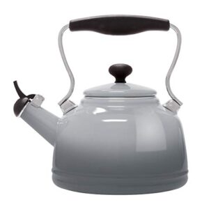 chantal tea kettle, vintage series, enamel on steel, whistling (fade grey)