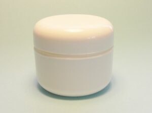 2 oz white double wall plastic jar with dome lid (12 per bag)