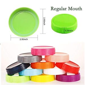 24 Pack Canning Lids Regular Mouth - Plastic Mason Jar Lids with Silicone Seals Rings Fits Ball/Kerr Jars, Leak-Proof & Anti-Scratch Resistant Surface, 8 Colors