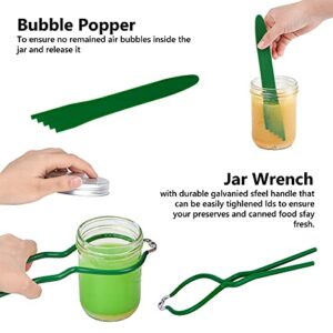 Canning Kit, 13 in 1 Canning Supplies Include Steamer Rack, Canning Funnel, Jar Lifter, Jar Wrench, Canning Tongs, Lid Lifter, Bubble Popper, Jar Brush, Canning Ladle, 4pcs Measuring Cups (Green)