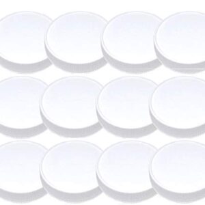 Jarming Collections Plastic Mason Jar Lids - Regular Mouth Mason Jar Storage Lids, Reusable Leak Proof Colored Caps, Covers 2.75 Inch Mouth Glass Mason Jars, Set of 12 (White)