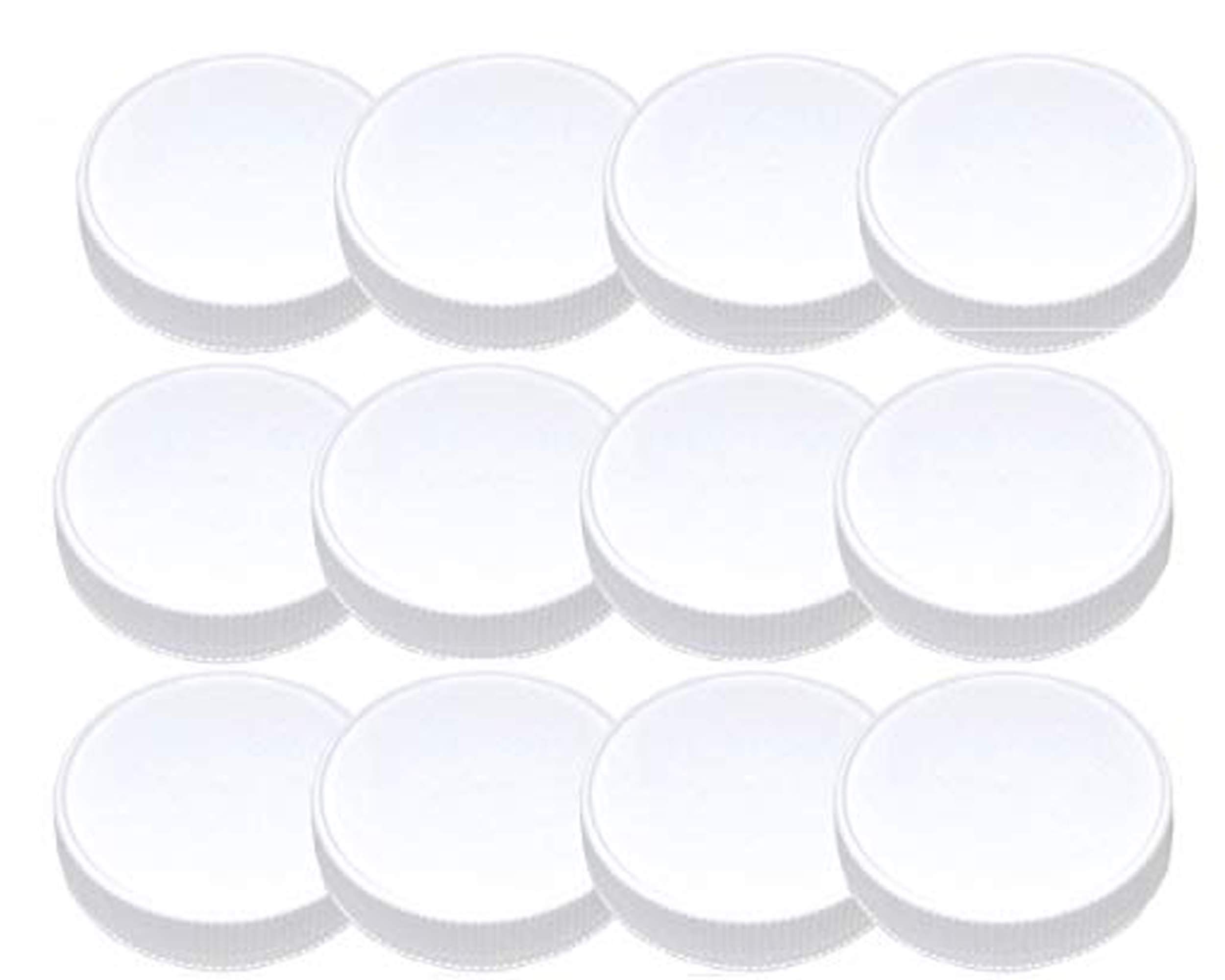 Jarming Collections Plastic Mason Jar Lids - Regular Mouth Mason Jar Storage Lids, Reusable Leak Proof Colored Caps, Covers 2.75 Inch Mouth Glass Mason Jars, Set of 12 (White)