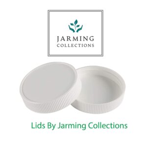 Jarming Collections Plastic Mason Jar Lids - Regular Mouth Mason Jar Storage Lids, Reusable Leak Proof Colored Caps, Covers 2.75 Inch Mouth Glass Mason Jars, Set of 12 (White)