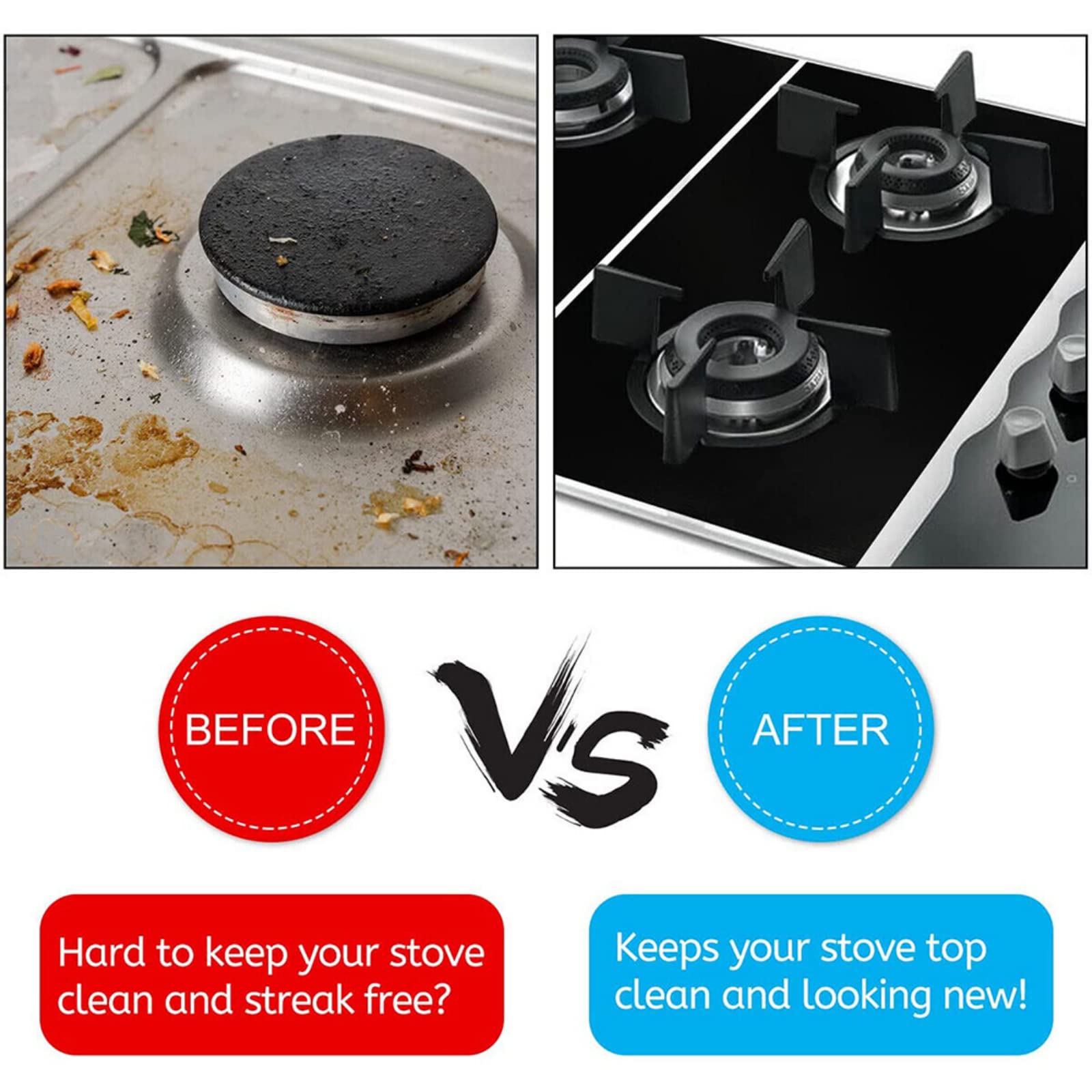 Stove Protector Liners, 5 Hole Gas Stove Pad, Reusable Gas Burner Covers, Washable Gas Stove Protective Cover, Cleaning Anti-Dirty Pad