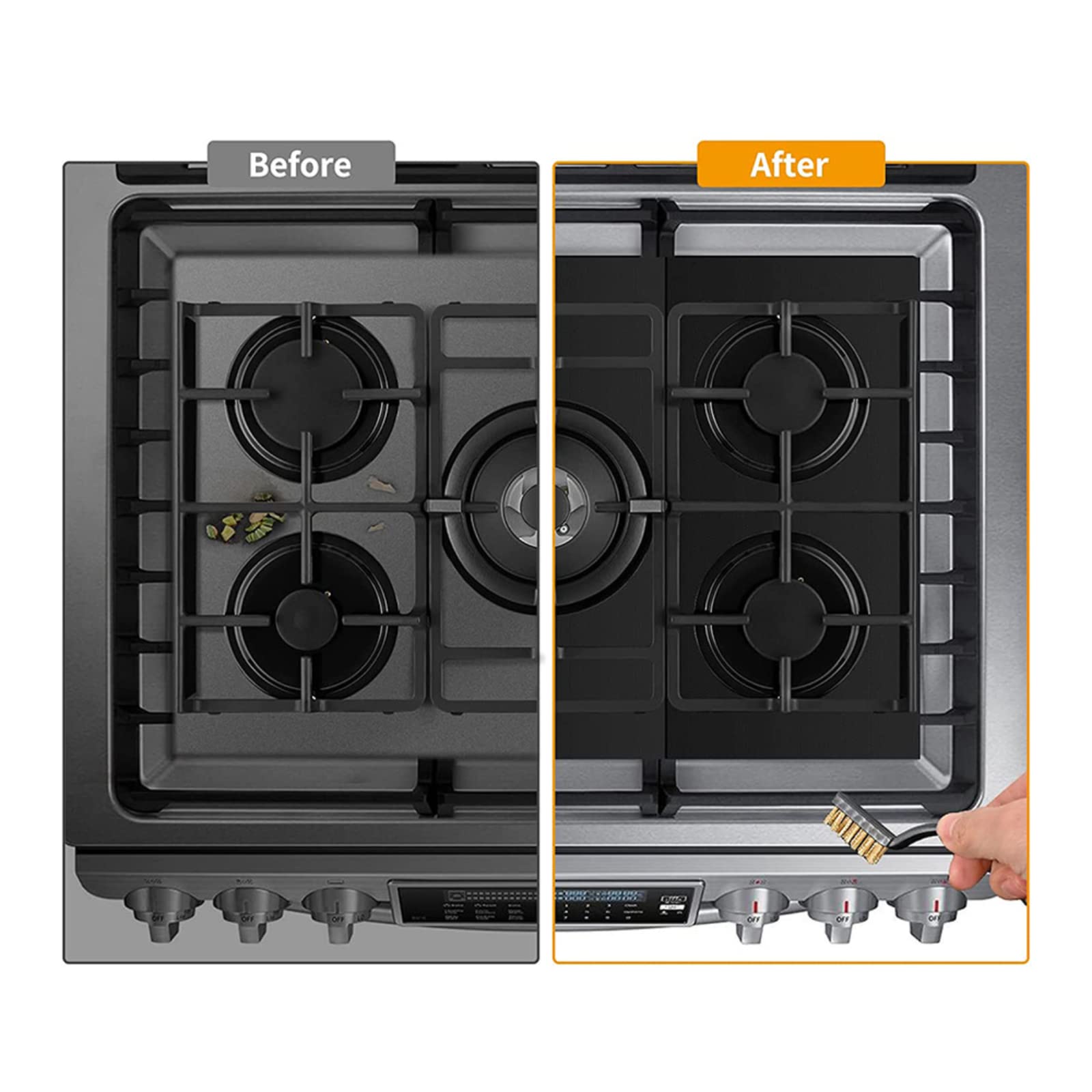 Stove Protector Liners, 5 Hole Gas Stove Pad, Reusable Gas Burner Covers, Washable Gas Stove Protective Cover, Cleaning Anti-Dirty Pad