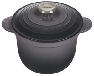 le creuset enameled cast iron rice pot with lid & stoneware insert, 2.25 qt., oyster