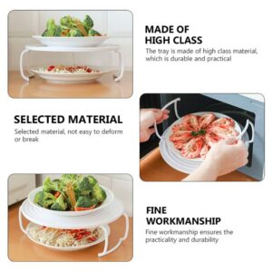 Cabilock 2PCS Steaming Rack Microwave Rack Plate Cover Plastic Steamer Rack Food Tray Shelf for Oven Pressure Cooker Kitchen Accessory