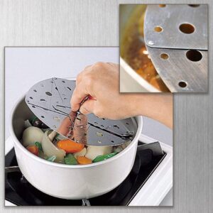 TIKUSAN Adjustable Cooking Drop Lid Expandable and Contractable Lid Otoshibuta Pot Cover Made in Japan Free Size (5.5"-9.0")