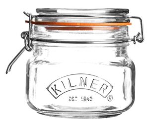 kilner square clip top jar, durable glass container with airtight seal for home-canning, preserving, and storing, 17-fluid ounces