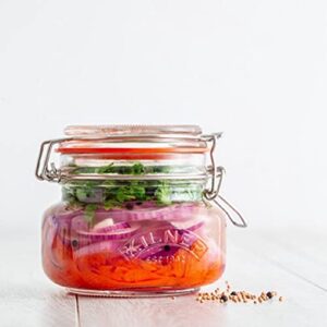 Kilner Square Clip Top Jar, Durable Glass Container with Airtight Seal for Home-canning, Preserving, and Storing, 17-Fluid Ounces