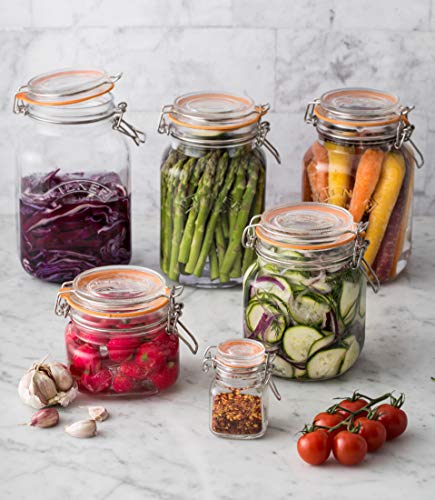 Kilner Square Clip Top Jar, Durable Glass Container with Airtight Seal for Home-canning, Preserving, and Storing, 17-Fluid Ounces