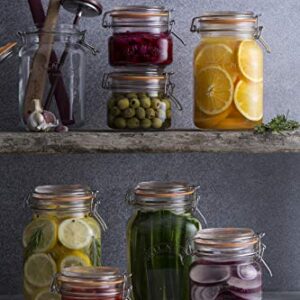 Kilner Square Clip Top Jar, Durable Glass Container with Airtight Seal for Home-canning, Preserving, and Storing, 17-Fluid Ounces