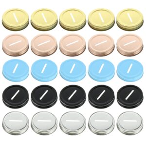 artibetter 25pcs coin slot lids for regular mouth mason jars piggy banks 70mm