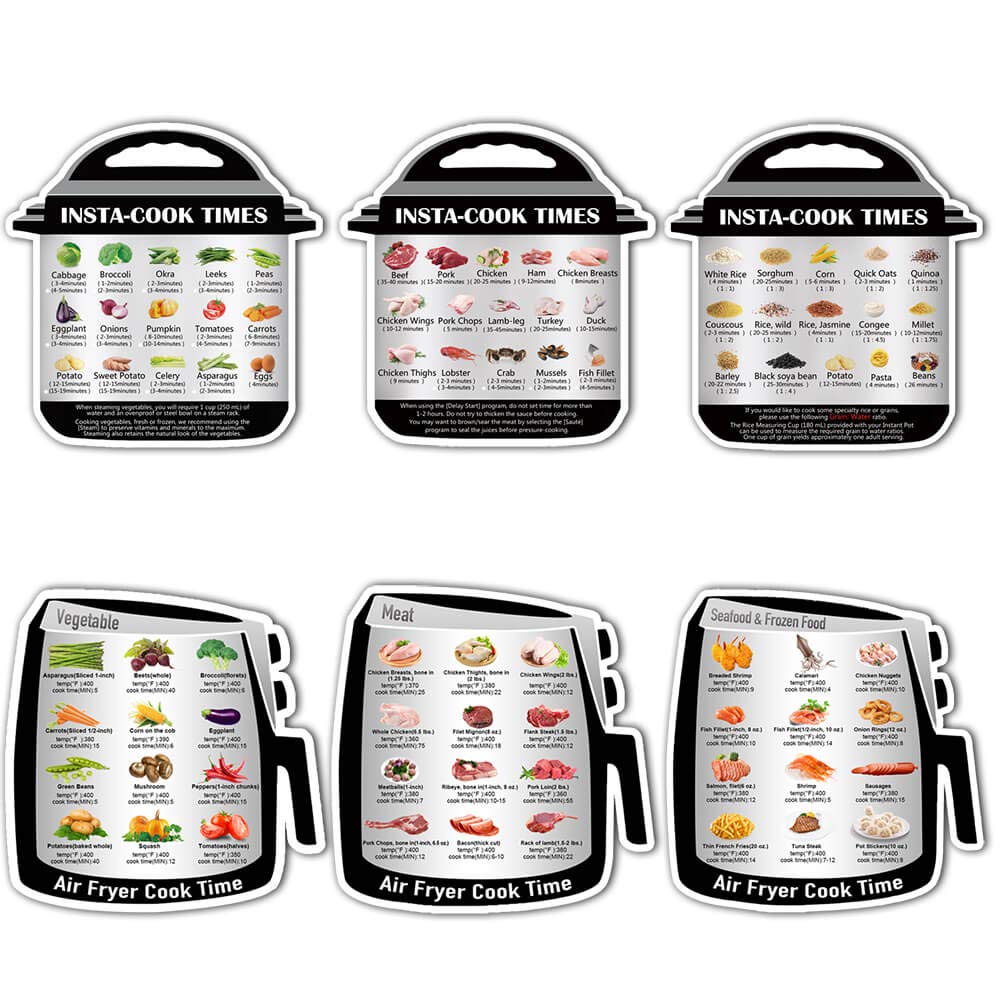 ZOWIE KING Kitchen Conversion Chart Cooking-Time Magnet - Air Fryer Magnetic Cheat Sheets Instant Pot Decals Refrigerator Magnets (Instant Pot & Air Fryer)