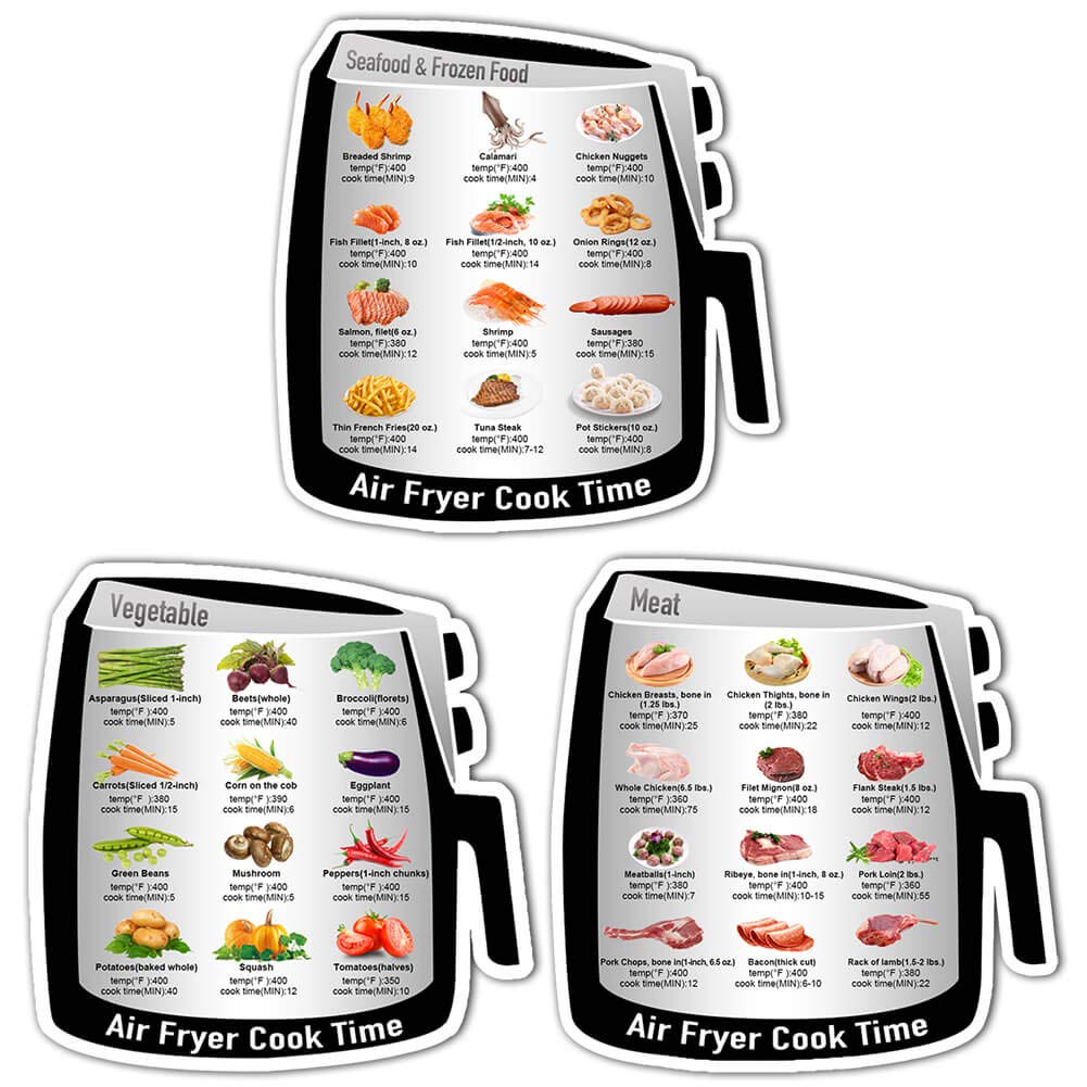 ZOWIE KING Kitchen Conversion Chart Cooking-Time Magnet - Air Fryer Magnetic Cheat Sheets Instant Pot Decals Refrigerator Magnets (Instant Pot & Air Fryer)