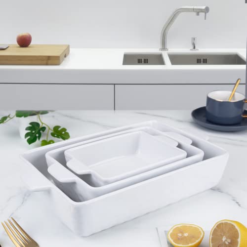 Cibeat Ceramic Bakeware, 3pcs, White