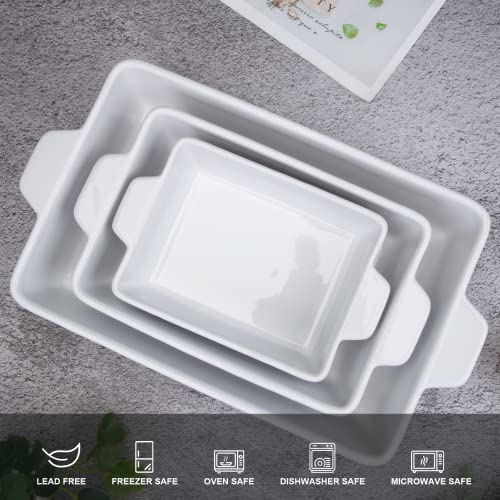 Cibeat Ceramic Bakeware, 3pcs, White