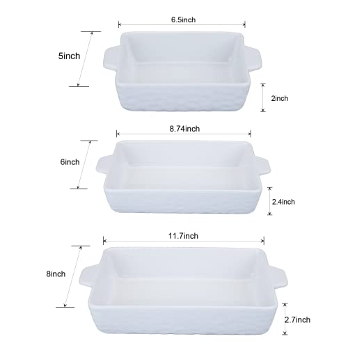 Cibeat Ceramic Bakeware, 3pcs, White