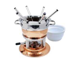 swissmar lausanne 11 piece copper plated fondue set