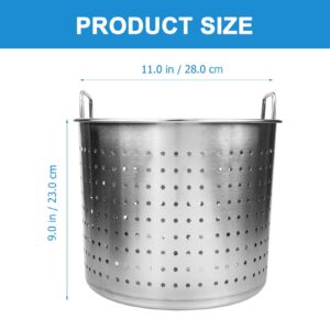 Operitacx Food Steamer Stainless Steel Stock Pot Steamer Basket Perforated Basket Boiling Basket for Boiling and Steaming Oysters Crab Crawfish and More Stock Pot Insert