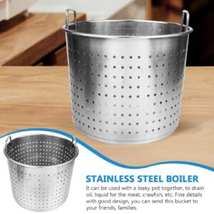 Operitacx Food Steamer Stainless Steel Stock Pot Steamer Basket Perforated Basket Boiling Basket for Boiling and Steaming Oysters Crab Crawfish and More Stock Pot Insert