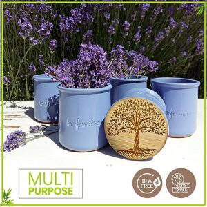 La Fermiere Yogurt Container Covers – Tree of Life Design or Choose a Design - 4 Bamboo Wood Lids Set With Extra Silicone Gaskets - Perfect Airtight Fit